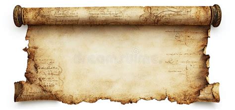 A Narrow Old Paper Scroll with a Fantasy Style Horizontal Scrolling ...