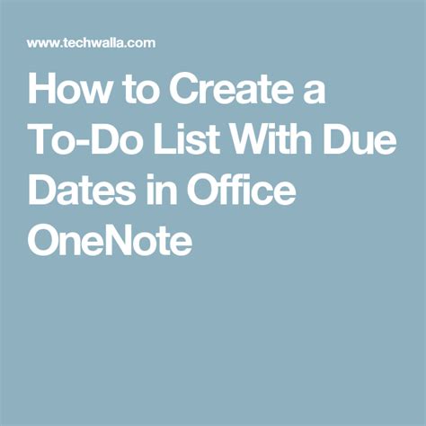 How To Create A To Do List With Due Dates In Office OneNote