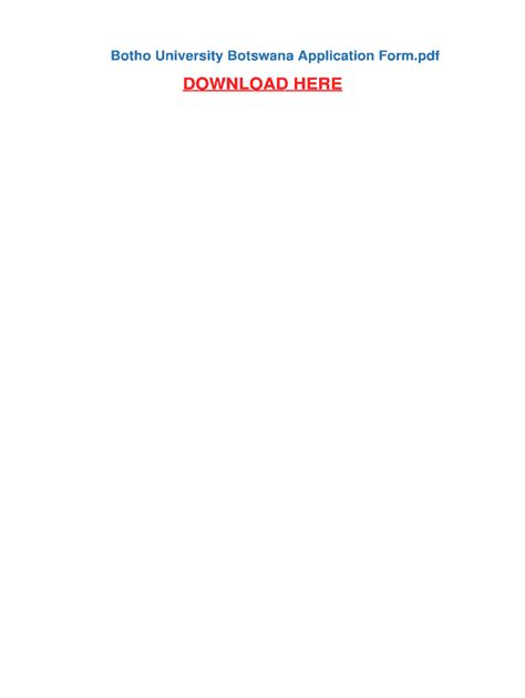 Fillable Online Botho University Botswana Application Form Fax Email