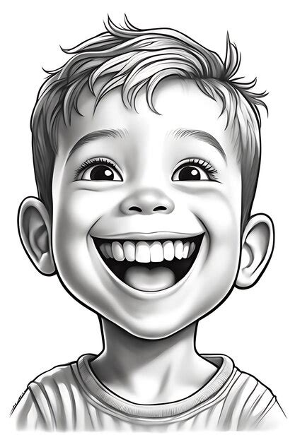 Coloriage Enfant Joyeux Croquis Au Crayon Imprimable Coloriage Adulte