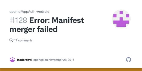 Error Manifest Merger Failed Issue Openid AppAuth Android GitHub