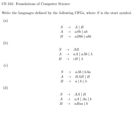 solved cs 341 foundations of computer science write the
