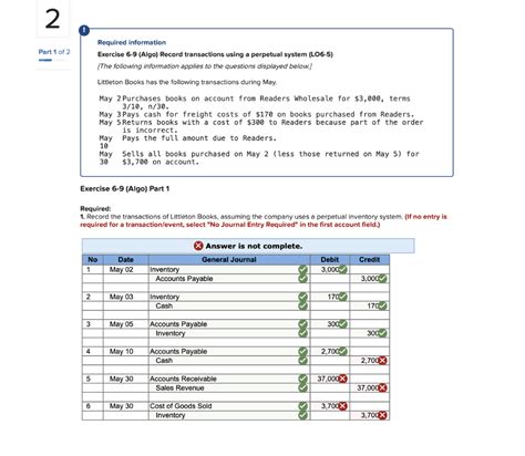 Solved Required Information Exercise 6 9 Algo Record