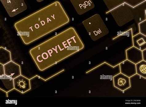 Conceptual Display Copyleft Word Written On The Right To Freely Use