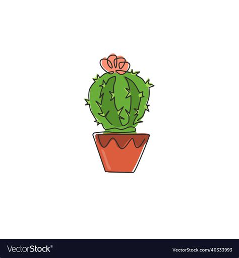 Single Continuous Line Drawing Cute Adorable Vector Image