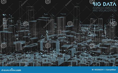 3d Big Data In Modern City Abstract Social Information Sorting Visualization Stock Vector