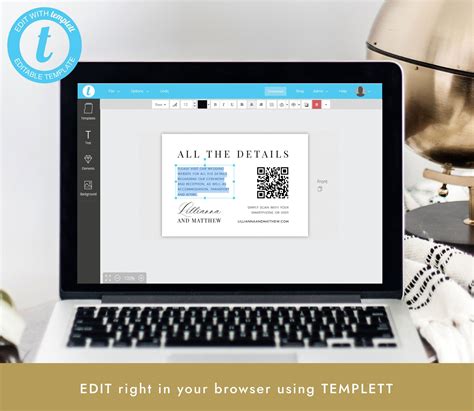 Details QR Code Insert Card Elegant Script Details Scan Etsy