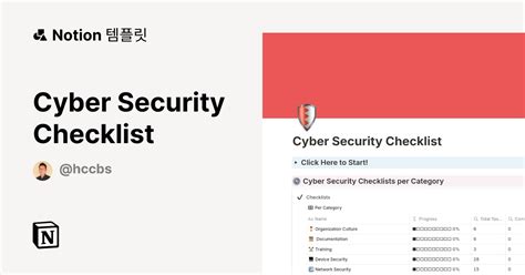 Cyber Security Checklist 템플릿 Notion 노션 마켓플레이스
