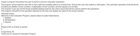 Solved Create A Program That Allows The User To Perform Chegg Com