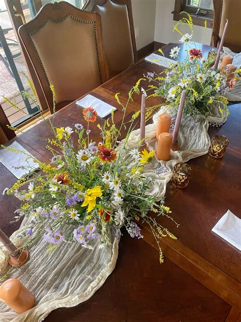 Summer Elopement Dinner Table With Wildflowers In Colorado