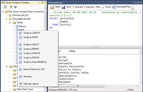 How Can I Manipulate Sql Server Ce 40 Database Stack Overflow