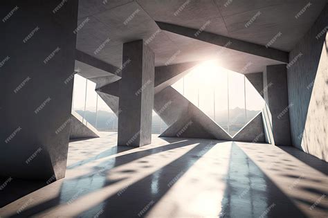 premium photo empty spacious space of room in form of 3d rendering minimal room illuminated by