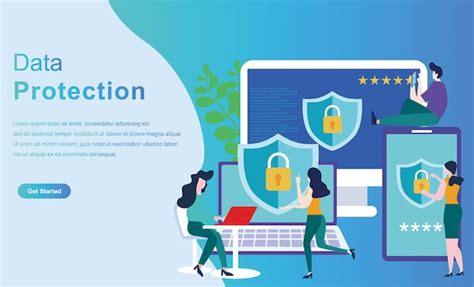 Premium Vector Data Protection System Character Concept People Protect Their Data On Device