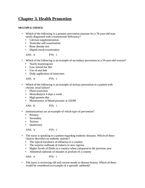Chapter 3 Health Promotion Exercises Nursing Docsity