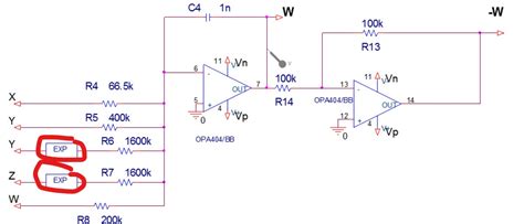 Operational Amplifier Exponential Circuit In Multisim Electrical