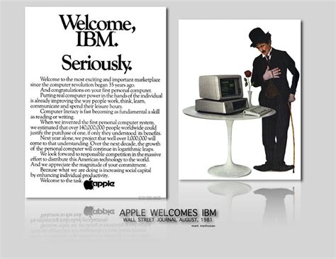Apple Welcomes Ibm 1981 Advertisement By Apple Computer Th Flickr