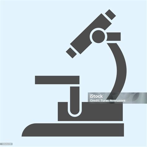 현미경 고체 아이콘입니다 생화학 및 미생물학 의료 장비 건강 관리 벡터 디자인 개념 흰색 배경에 문양 스타일 그림 웹 및 응용 프로그램에 사용 Eps 10 0명에 대한 스톡