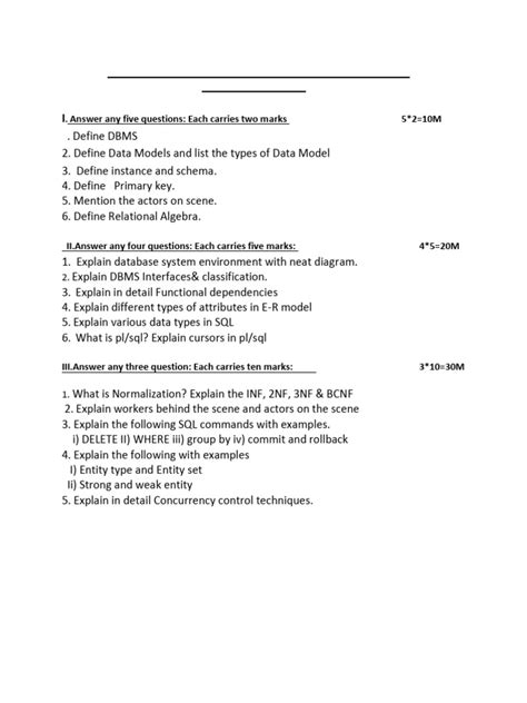 Dbms Model Question Paper Pdf
