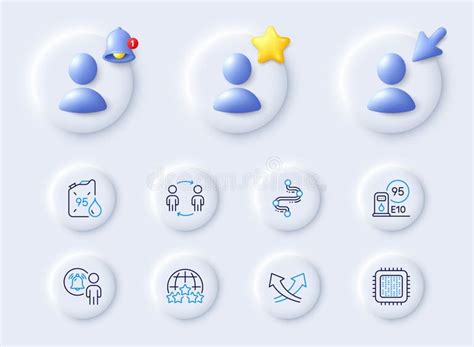 Timeline Workflow And User Notification Line Icons For Web App Printing Vector Stock Vector