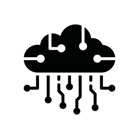 Cloud Circuit Vector Glyph Icon Cloud Computing Symbol Eps 10 File