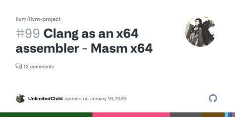 Clang As An X64 Assembler Masm X64 · Issue 99 · Llvmllvm Project
