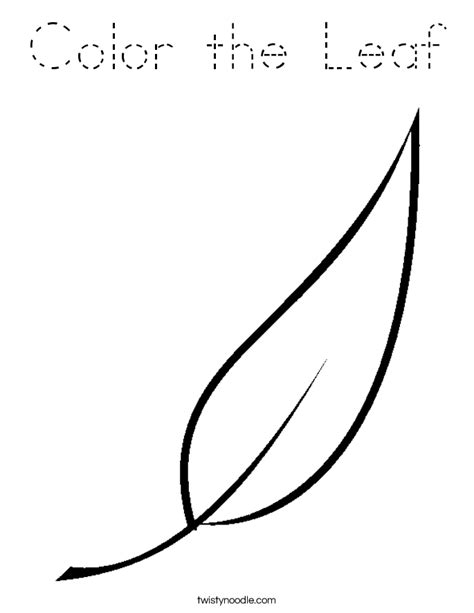 Color The Leaf Coloring Page Tracing Twisty Noodle