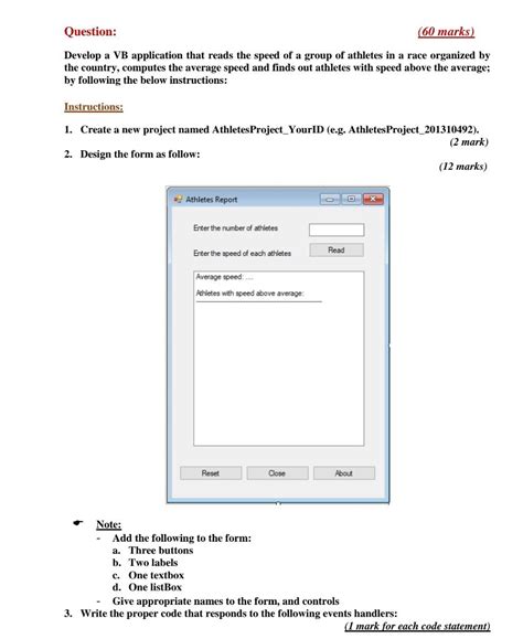 Solved Question 60 Marks Develop A Vb Application That