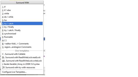 How To Generate A Try Catch Code Block Automatic In Android Studio By Shortcut Stack Overflow