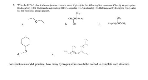 Solved Write The Iupac Chemical Name Andor Common Name If