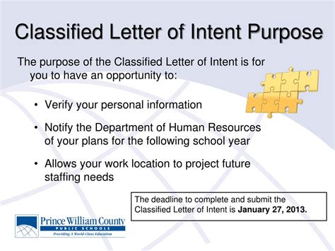 Ppt Pwcs Workspace Application And Classified Letter Of Intent