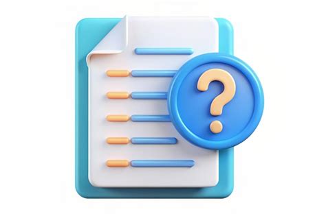 3d Document List With Question Mark Icon Paper Document Sheet Missing