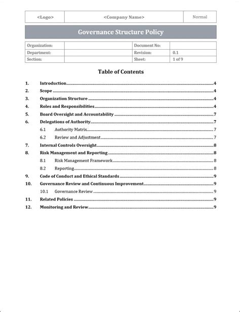 Governance Structure Policy Template Itsm Docs Itsm Documents And Templates