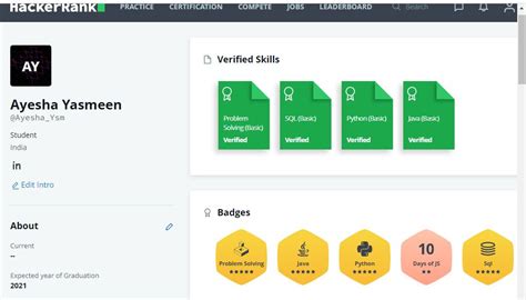 Ayesha Yasmeen On Linkedin Hackerrank Programming Building