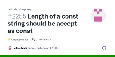 Length Of A Const String Should Be Accept As Const · Dotnet Csharplang · Discussion 2255 · Github