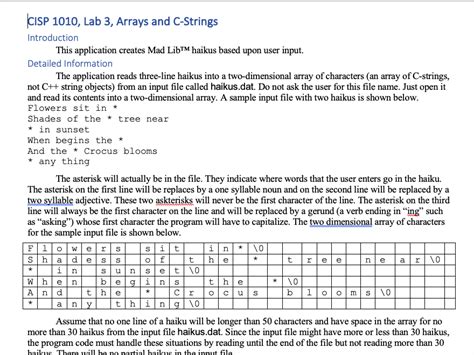 cisp 1010 lab 3 arrays and c strings introduction