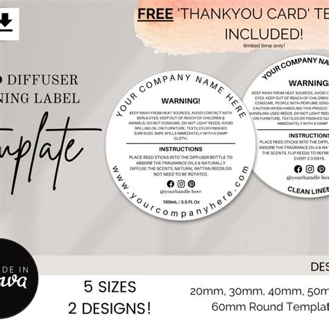 Reed Diffuser Warning Label Template