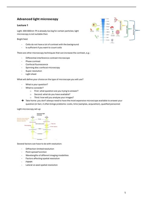 Advanced Light Microscopy Comprehensive Lecture Notes And Additional
