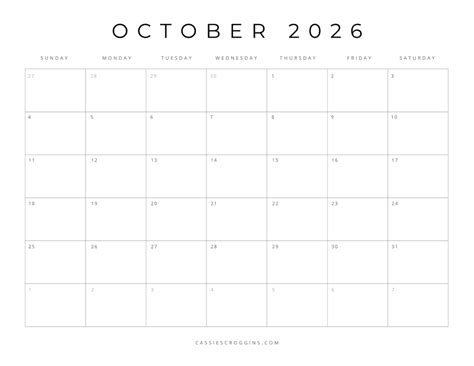 Free Printable 2026 Blank Calendar Templates All 12 Months
