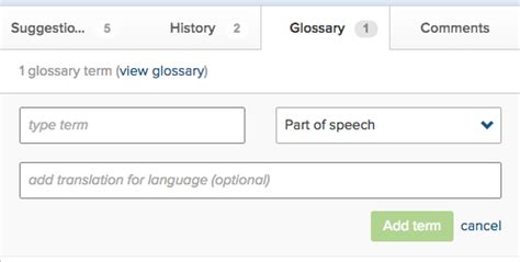 Add Glossary Terms Inside The Editor Transifex