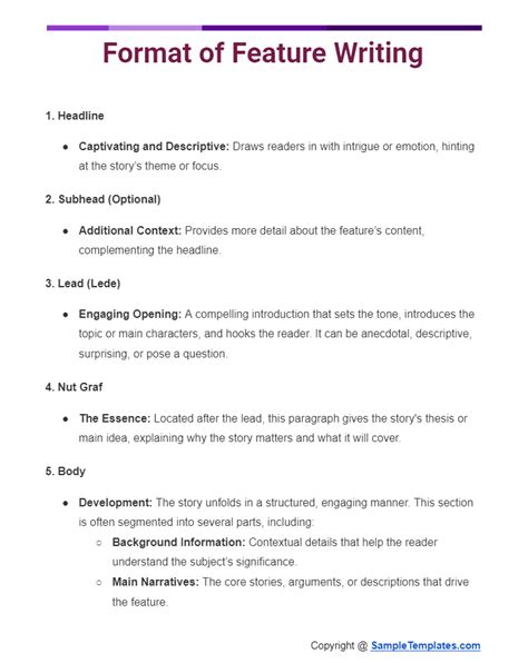 Free Feature Writing Samples In Pdf Doc Artofit