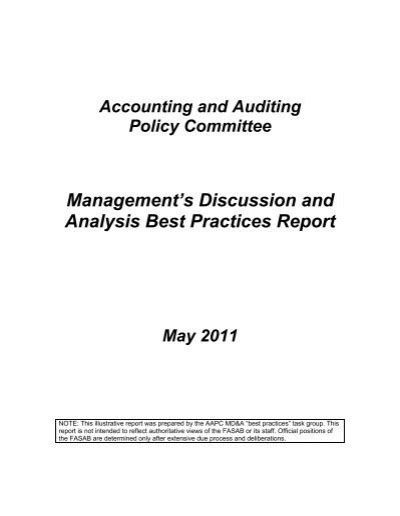 Management S Discussion And Analysis Best Practices Report