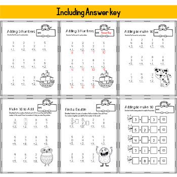 Adding 3 Numbers First Grade Worksheets Adding 3 Addends By The Rabbit Studio
