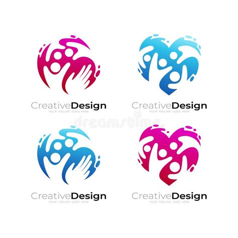 Charity Logos Love Icon With Unity Design Template Community Stock