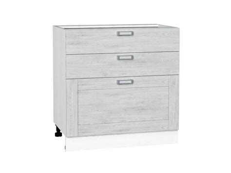 Шкаф нижний с 3 мя ящиками Лофт 800 Nordic Oak Белый купить по низким ценам в интернет