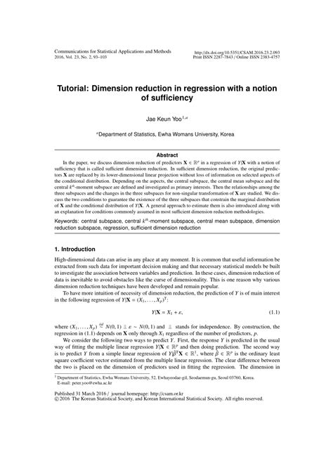 pdf tutorial dimension reduction in regression with a notion of