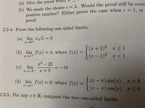 Solved PROVE One Sided Limit Questions A B C D Chegg Com