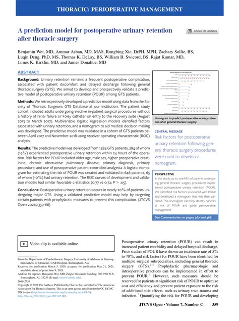 Pdf A Prediction Model For Postoperative Urinary Retention After