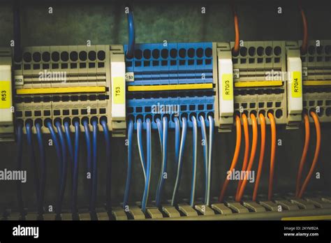 PLC Control Panel With Wiring Stock Photo Alamy