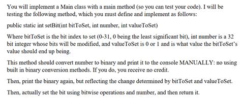 Solved You Will Implement A Main Class With A Main Method Chegg