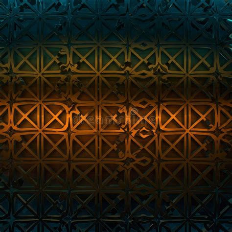 Rnate Geometric Pattern With Interlocking Shapes And Intersecting Lines In A Lattice Stock